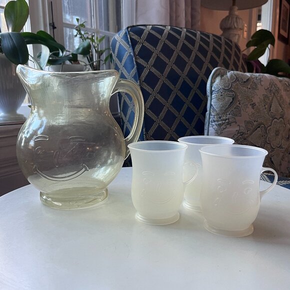 Dining | Vintage Kool Aid Man Pitcher And 3 Kool Aid Man Cups | Poshmark